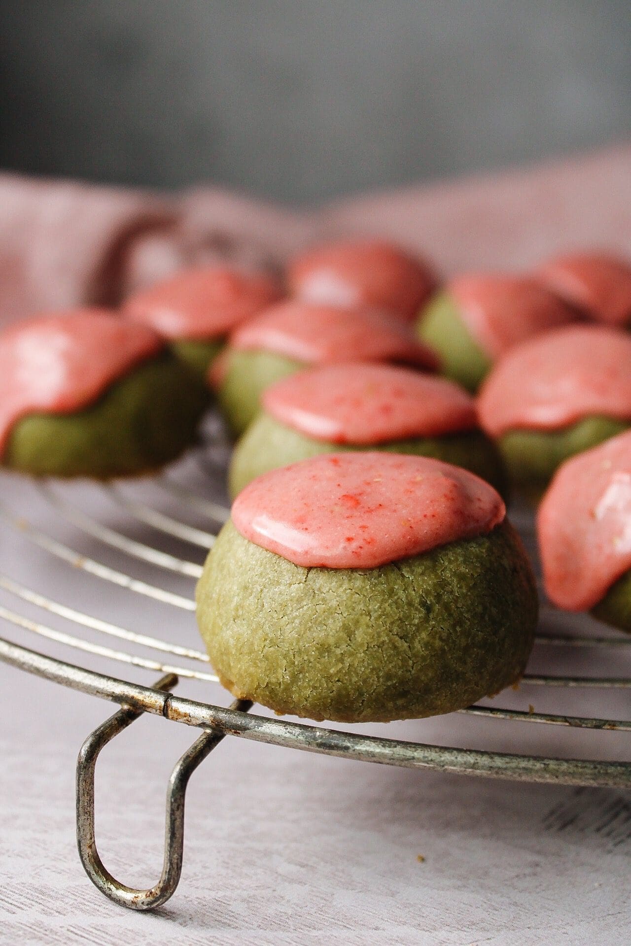Matcha Shortbread Cookies with Strawberry Icing - The Fig Jar