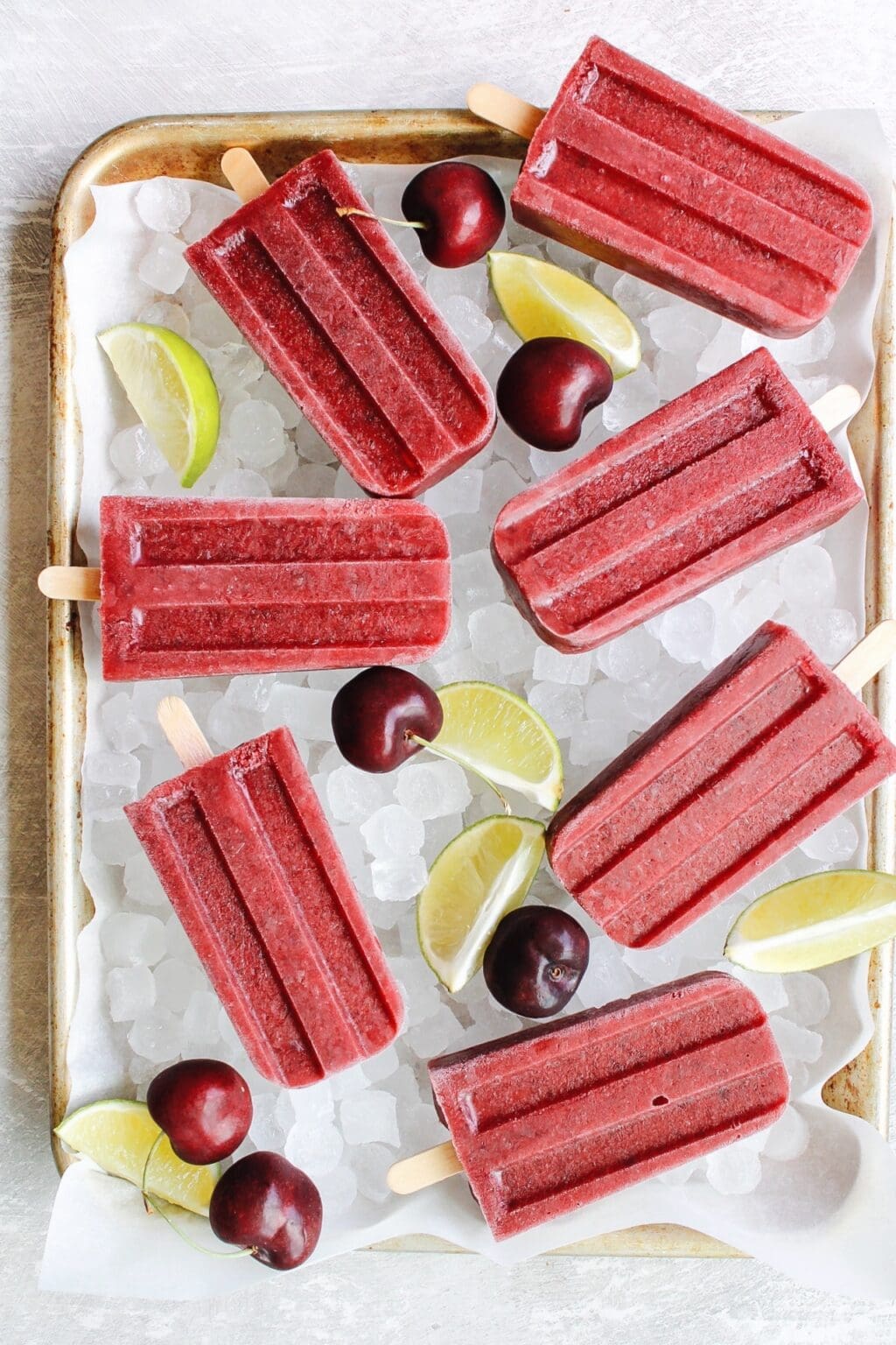 Easy Cherry Popsicles with Vanilla and Lime (4 ingredients!) - The Fig Jar