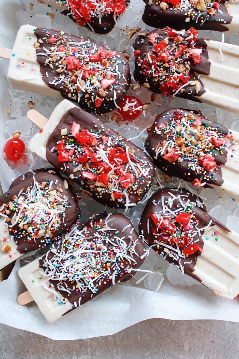 Easy Banana Split Popsicle Recipe (Dairy-Free, Vegan) - The Fig Jar